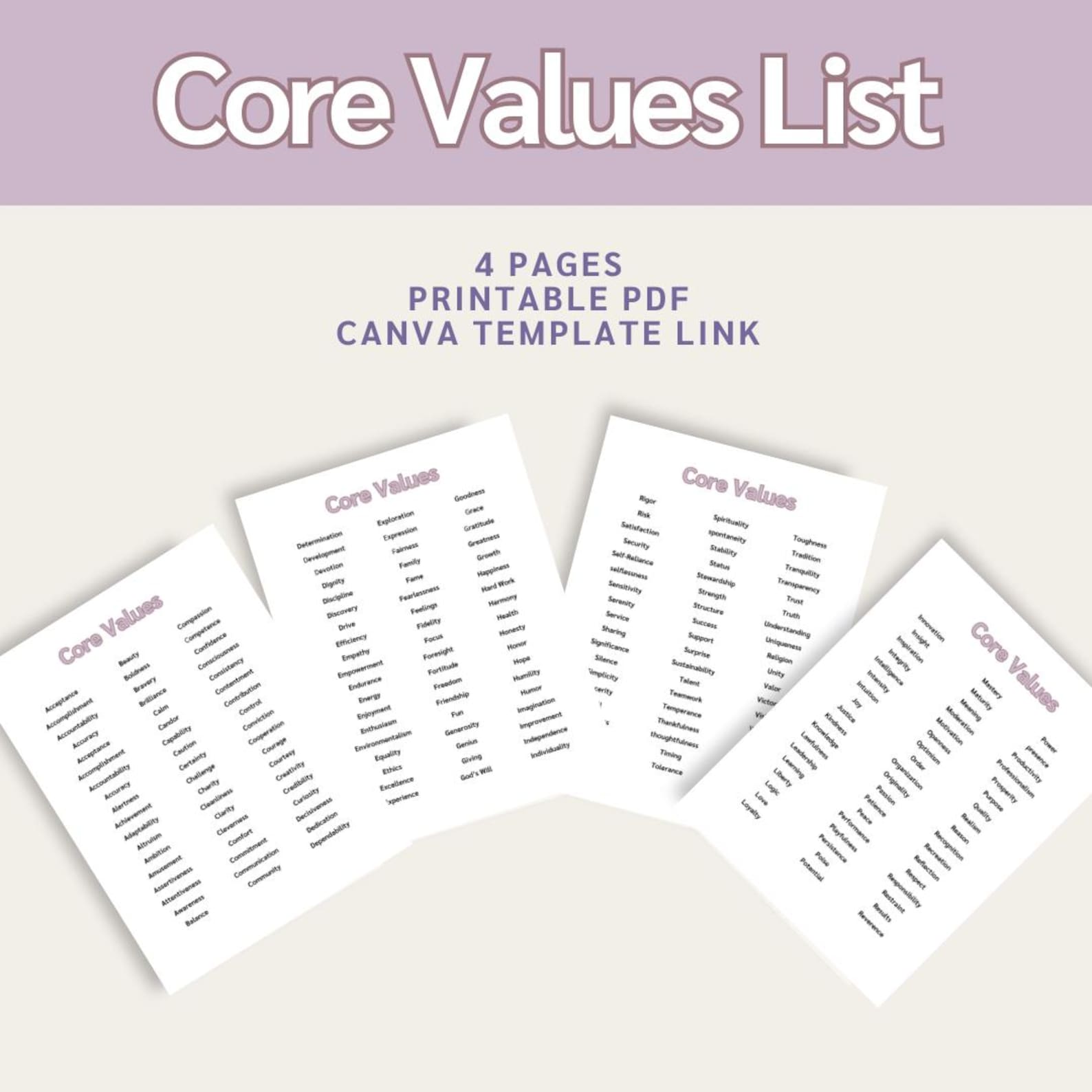 Core Values List | Therapy Printables, DBT, CBT, IFS & Emdr, Printable ...