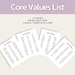 Core Values List | Therapy Printables, DBT, CBT, IFS & Emdr, Printable ...