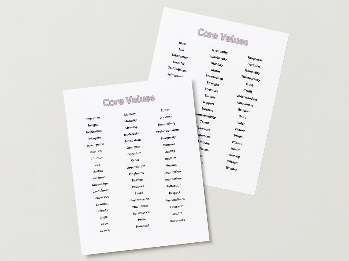 Core Values List | Therapy Printables, DBT, CBT, IFS & Emdr, Printable ...