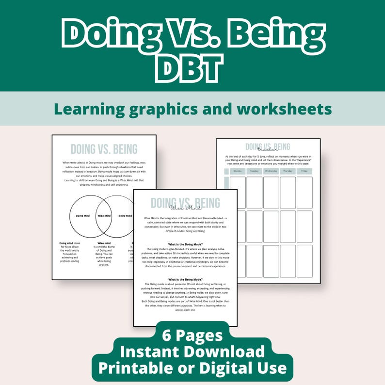 DBT Skills Worksheets Bundle: Wise Mind, Emotional Regulation (PDF ...