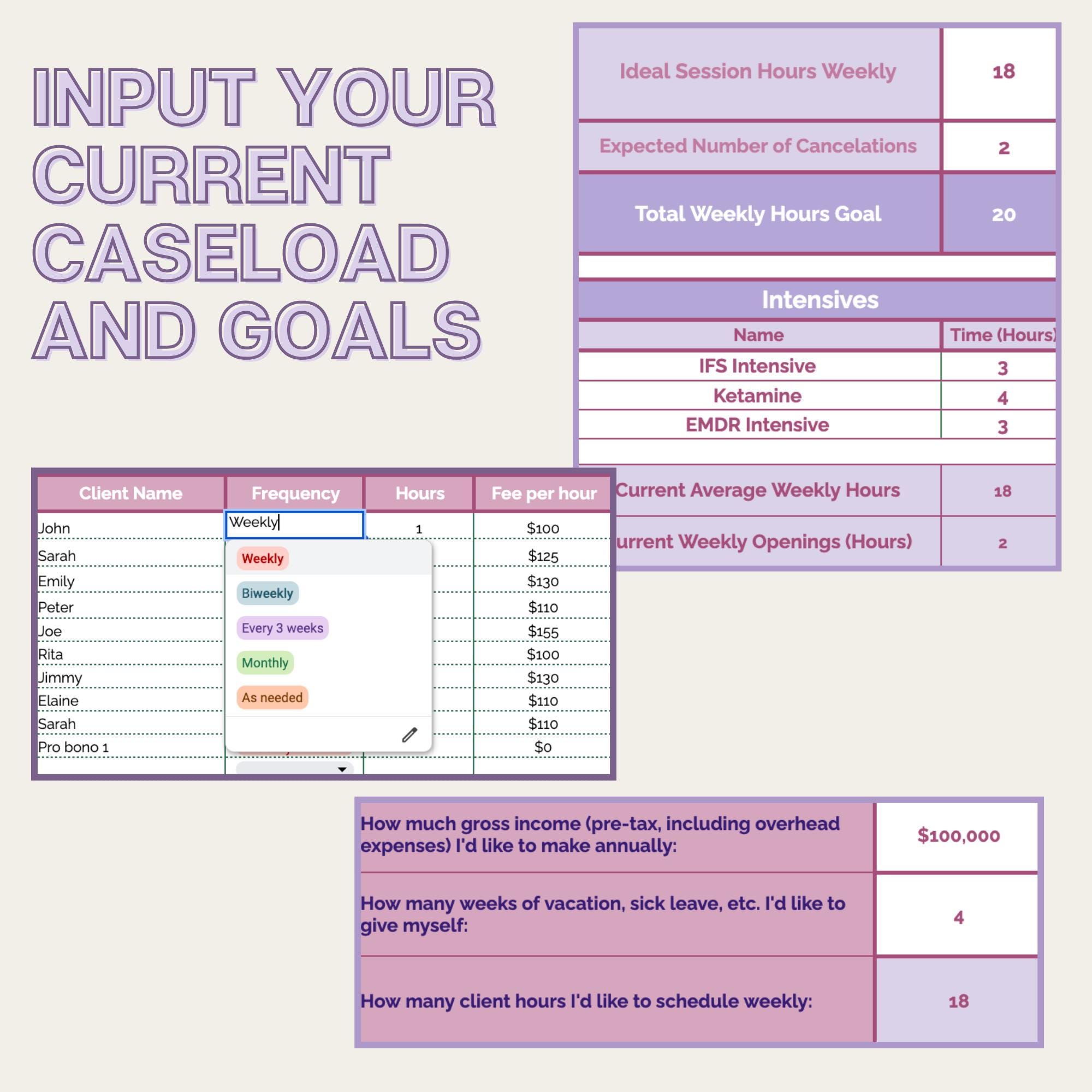 Therapist Caseload Tracker Bundle, Session Organizer for Private ...