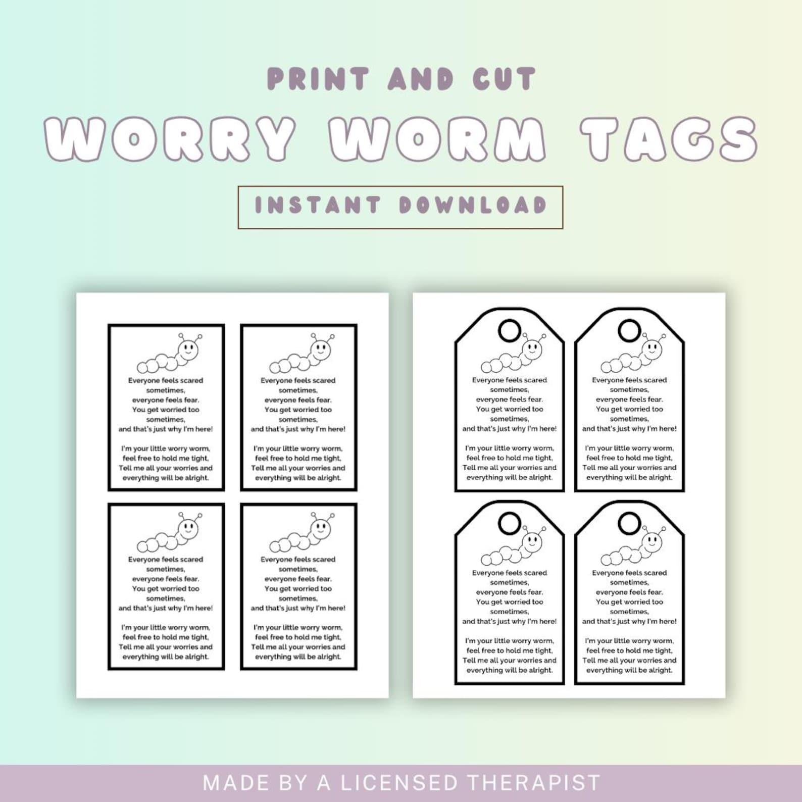 Printable Worry Worm Gift Tags & Cards – Crochet Project Companion ...