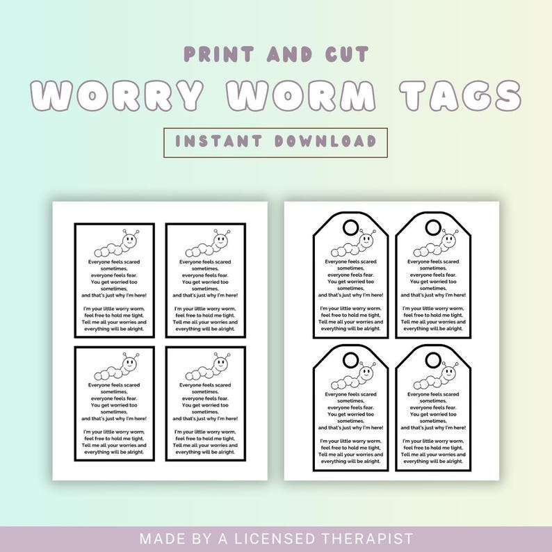 Printable Worry Worm Gift Tags & Cards – Crochet Project Companion ...