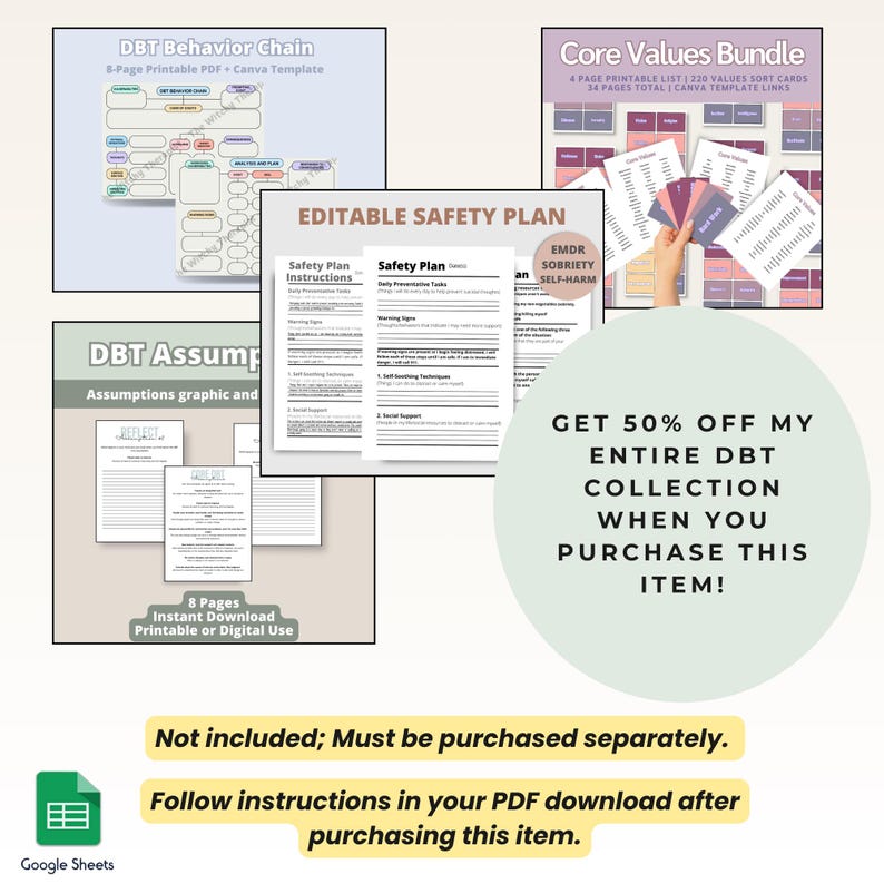 DBT Skills Worksheets Bundle, Therapy Tools for Emotional Regulation ...