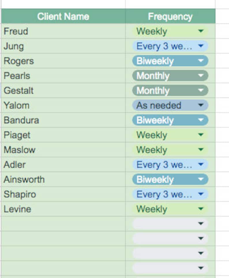 Therapist Caseload Tracker | Session Management Tool | Small Business Template | Counselor ...