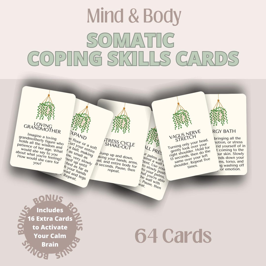 Somatic Therapy Cards - Coping Skills for Anxiety - Nervous System ...