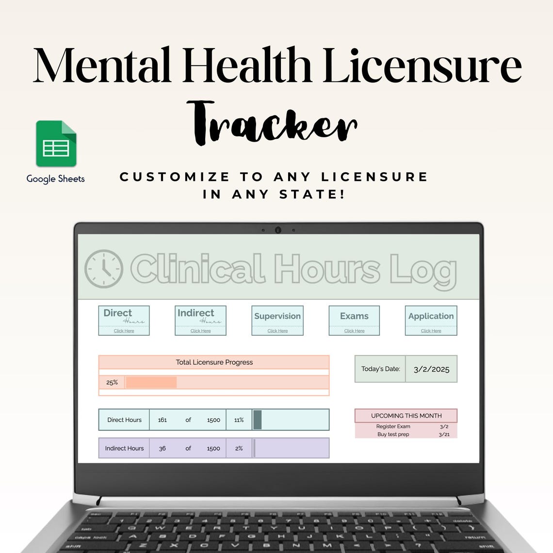 Therapist Licensure and Internship Tracker, Digital Hours Log, Google ...