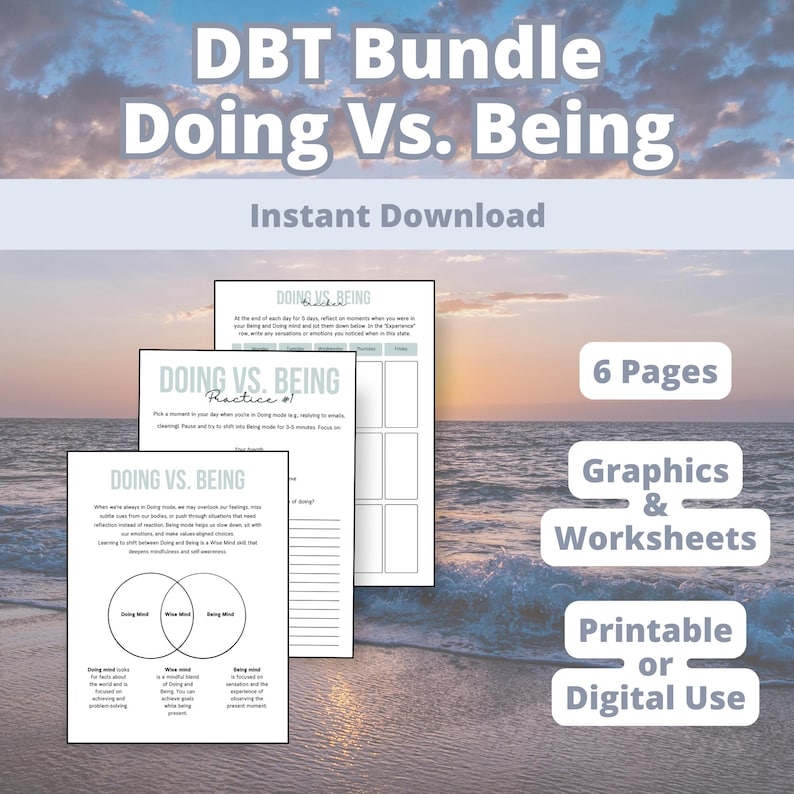 DBT Skills Worksheets: Emotional Regulation, Mindfulness Practice (PDF ...