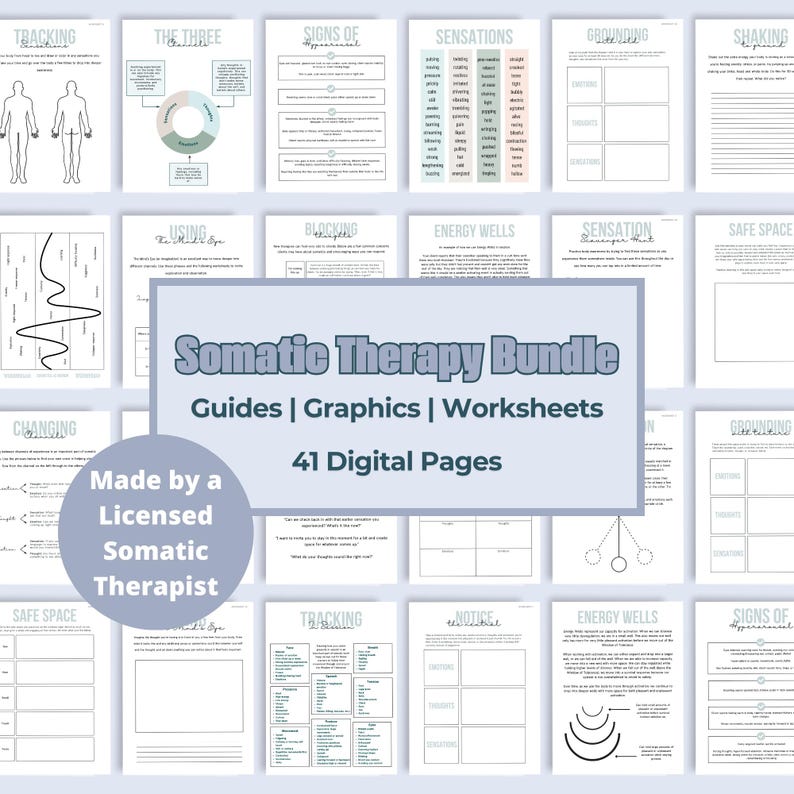 Somatic Therapy Workbook Bundle - Emotional Regulation Tools, Coping ...