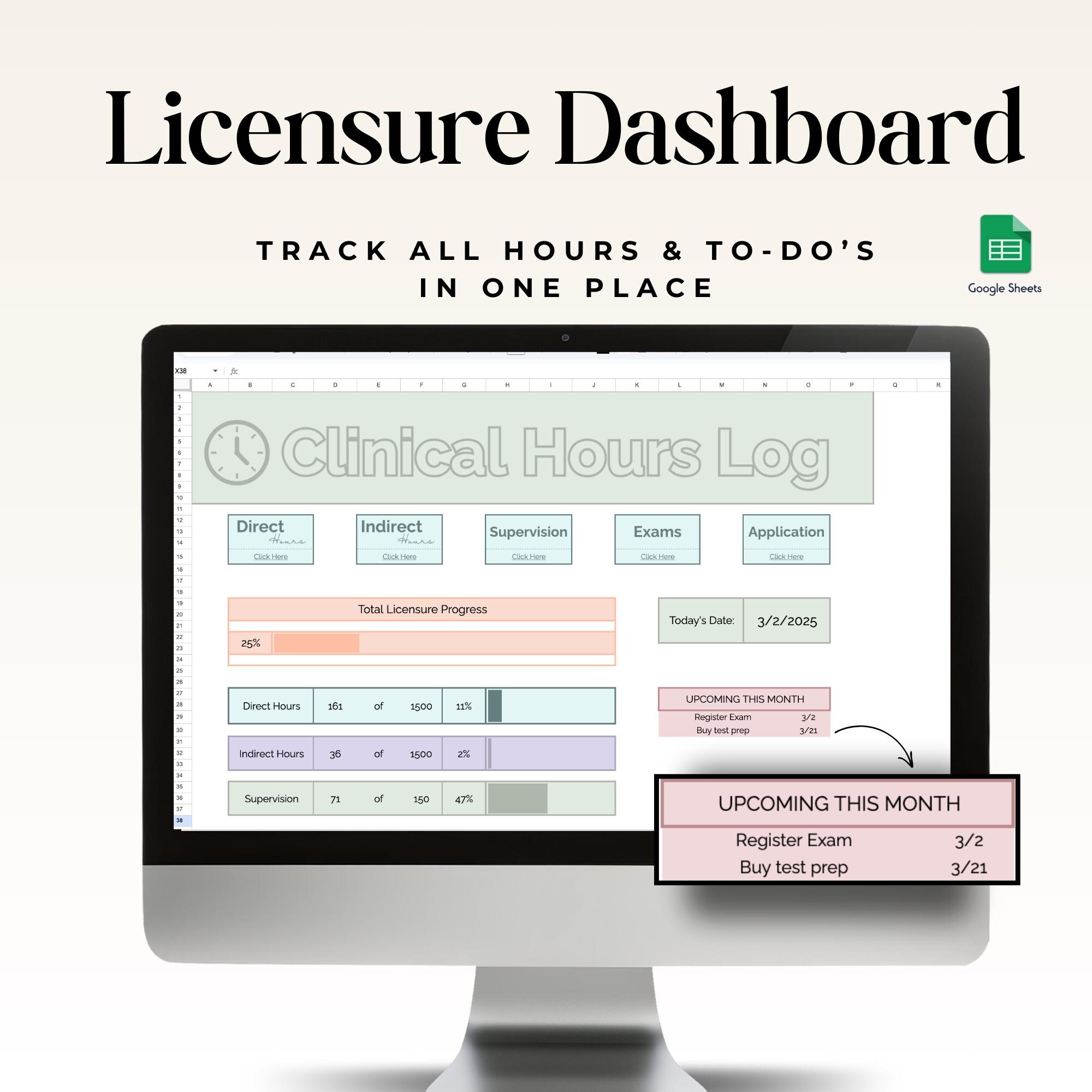 Therapist Licensure and Internship Tracker, Digital Hours Log, Google ...