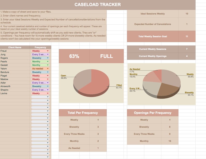 Therapist Caseload Tracker | Session Management Tool | Small Business ...