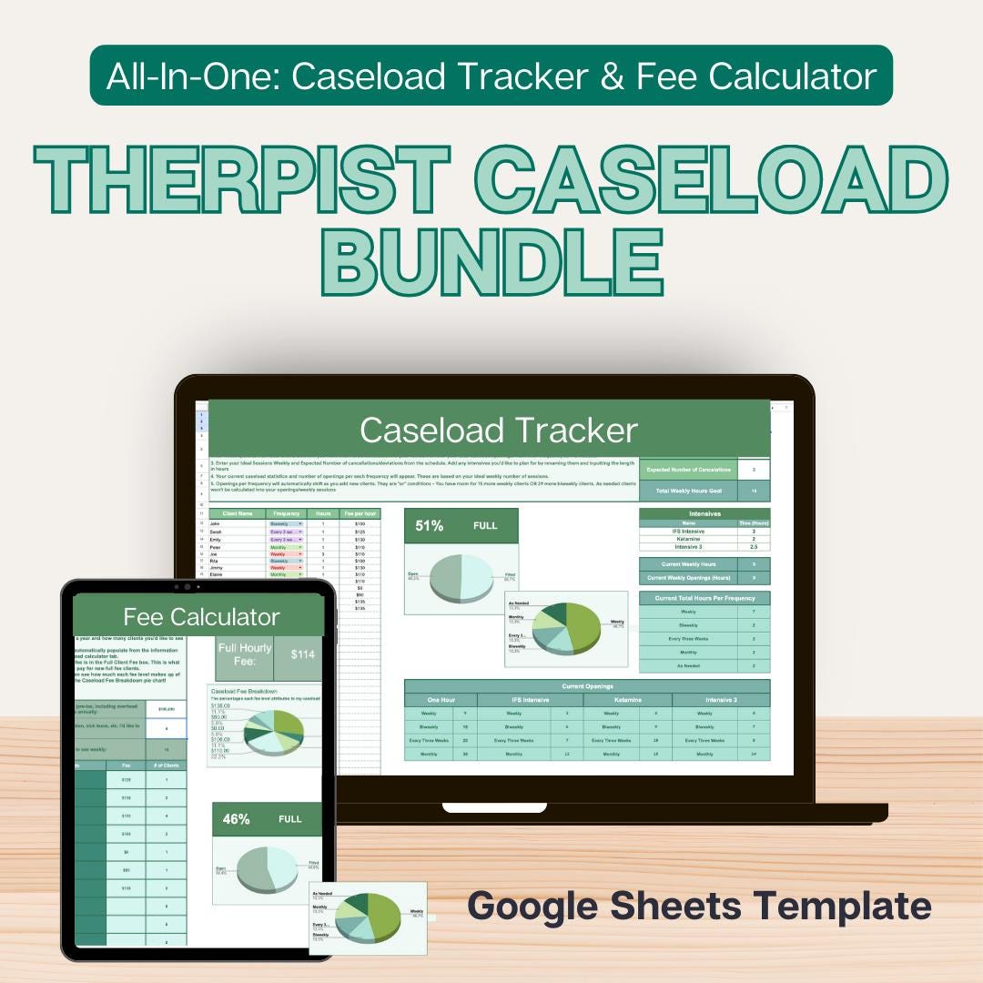 Therapist Caseload Tracker | Bundle for Private Practice | Session ...