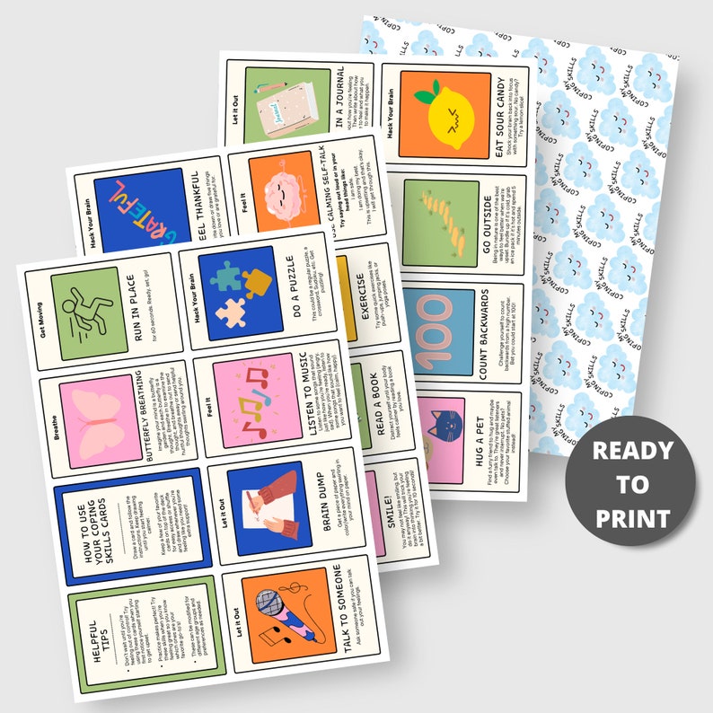 Printable Coping Skills Card Deck: Kids Emotional Regulation (PDF ...