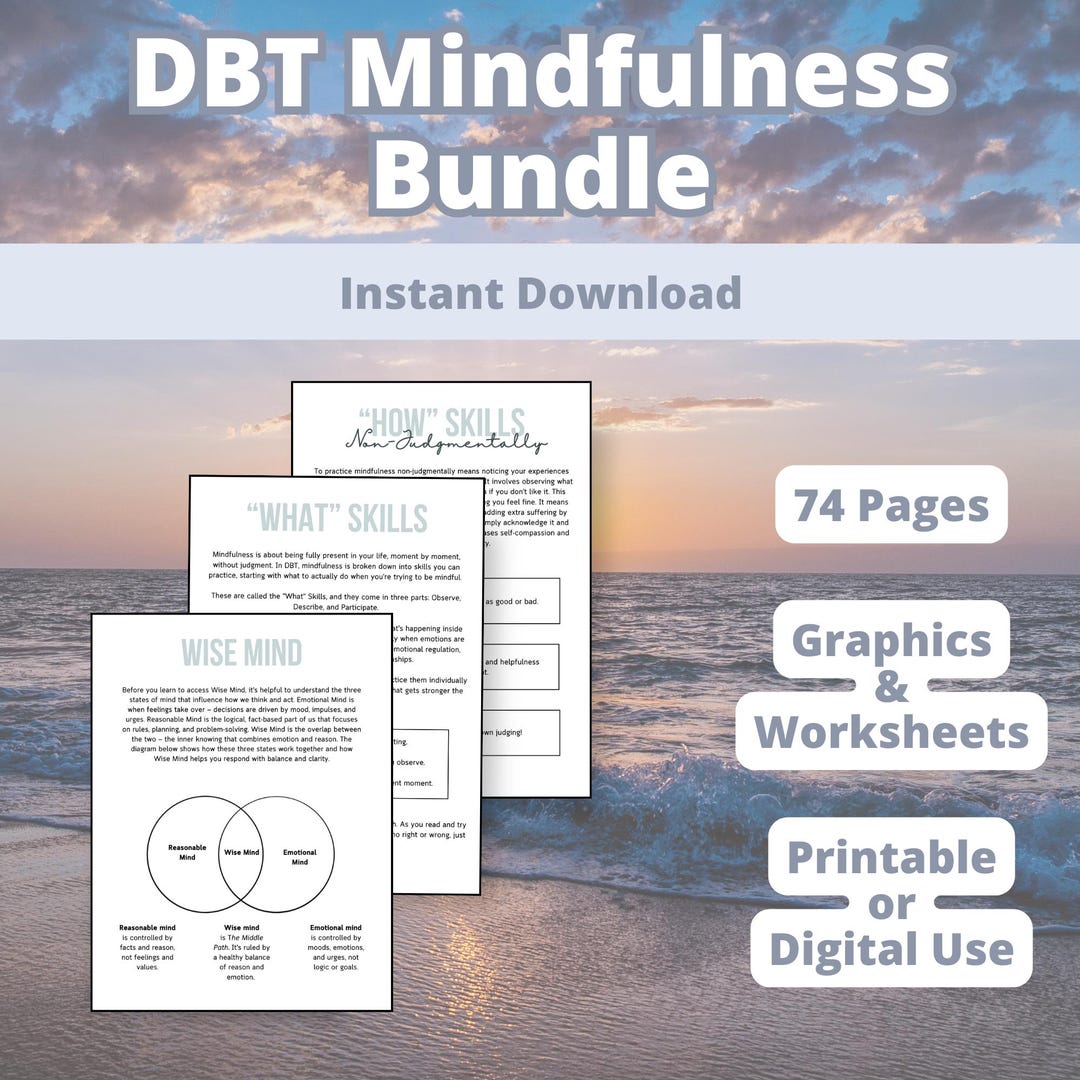 DBT Mindfulness Skills Worksheets, Coping Skills, Emotional Regulation ...