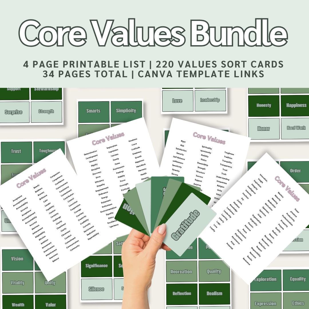 Core Values Bundle | Therapy Printables, DBT, CBT, IFS & Emdr ...