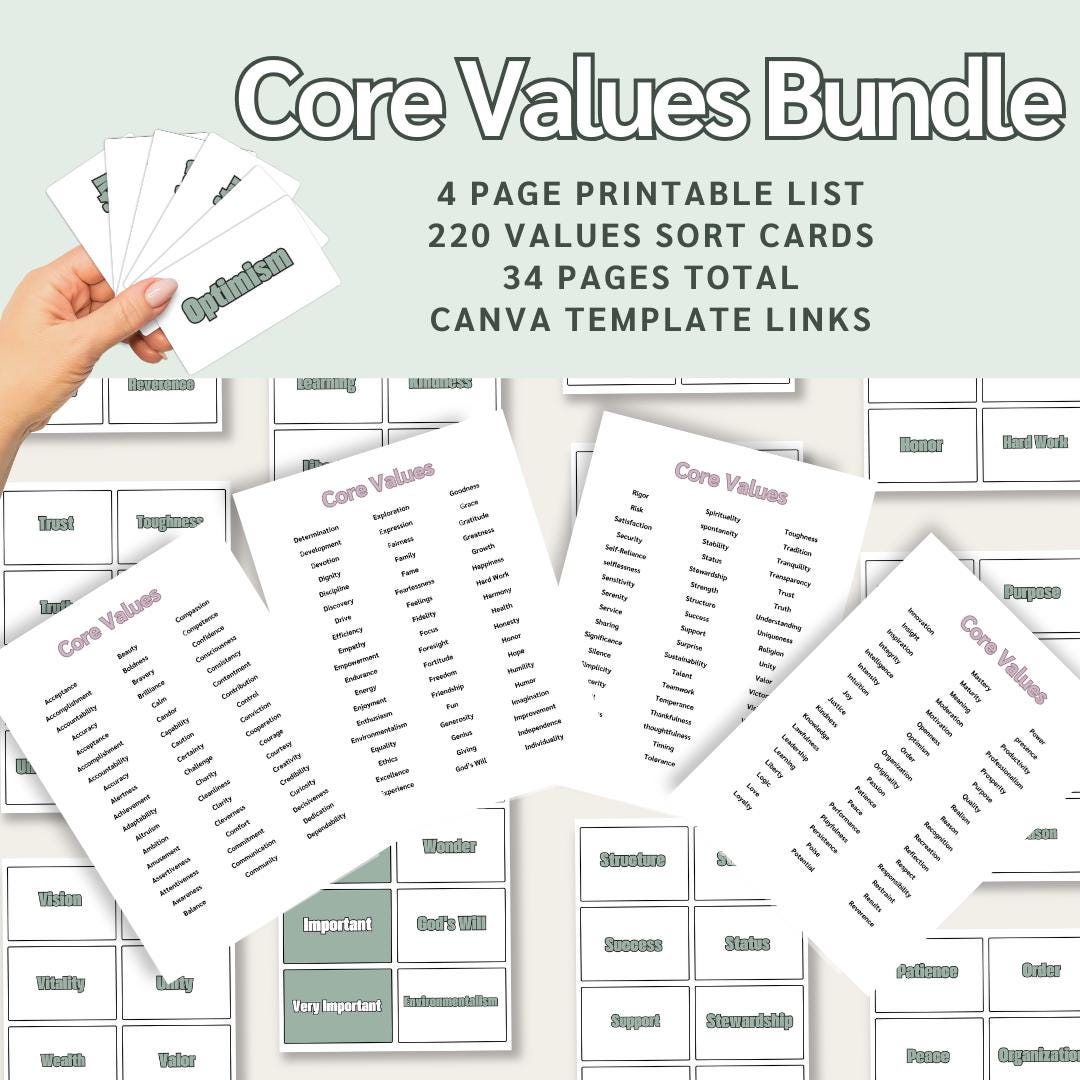 Core Values Bundle | Therapy Printables, DBT, CBT, IFS & Emdr ...