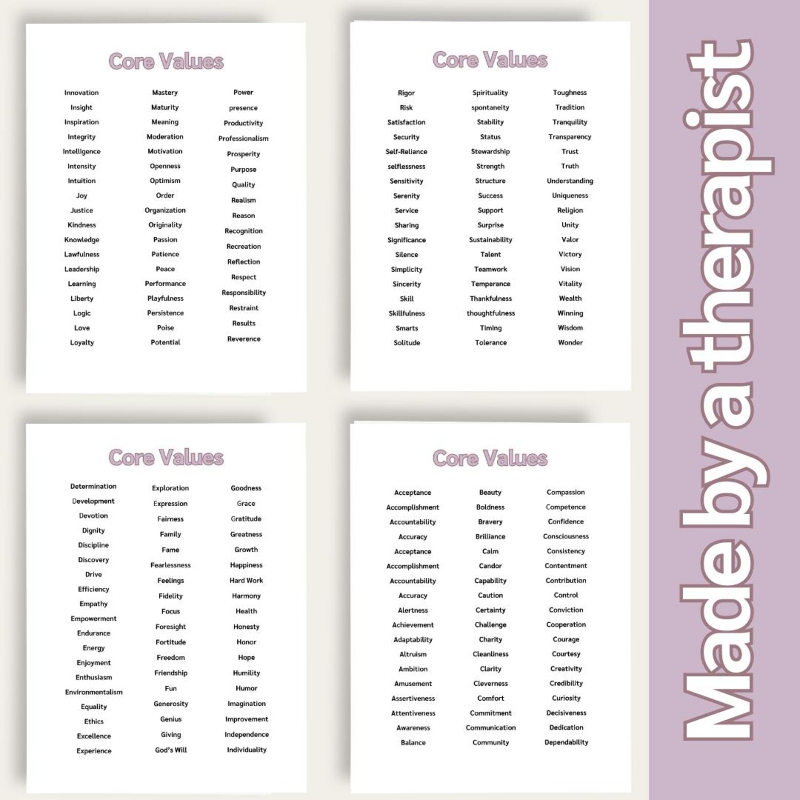 Core Values List | Therapy Printables, DBT, CBT, IFS & Emdr, Printable ...