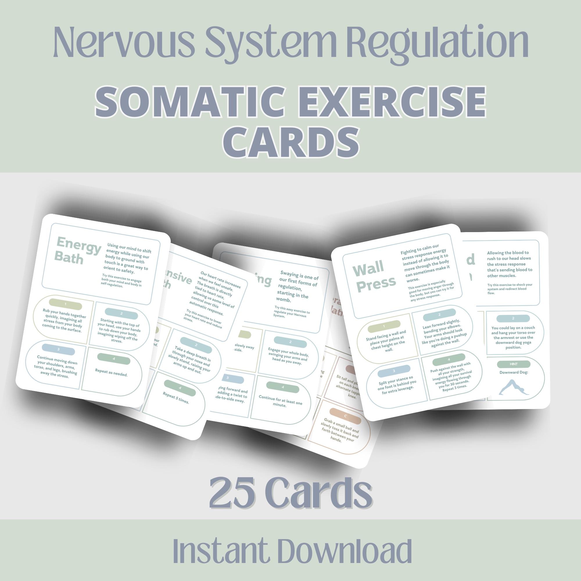 Nervous System Regulation Cards - Coping Skills Anxiety, Somatic ...
