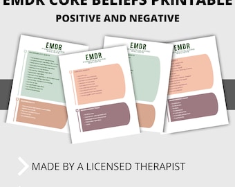 EMDR Core Beliefs Worksheet: Trauma Therapy Tool (PDF) - Etsy