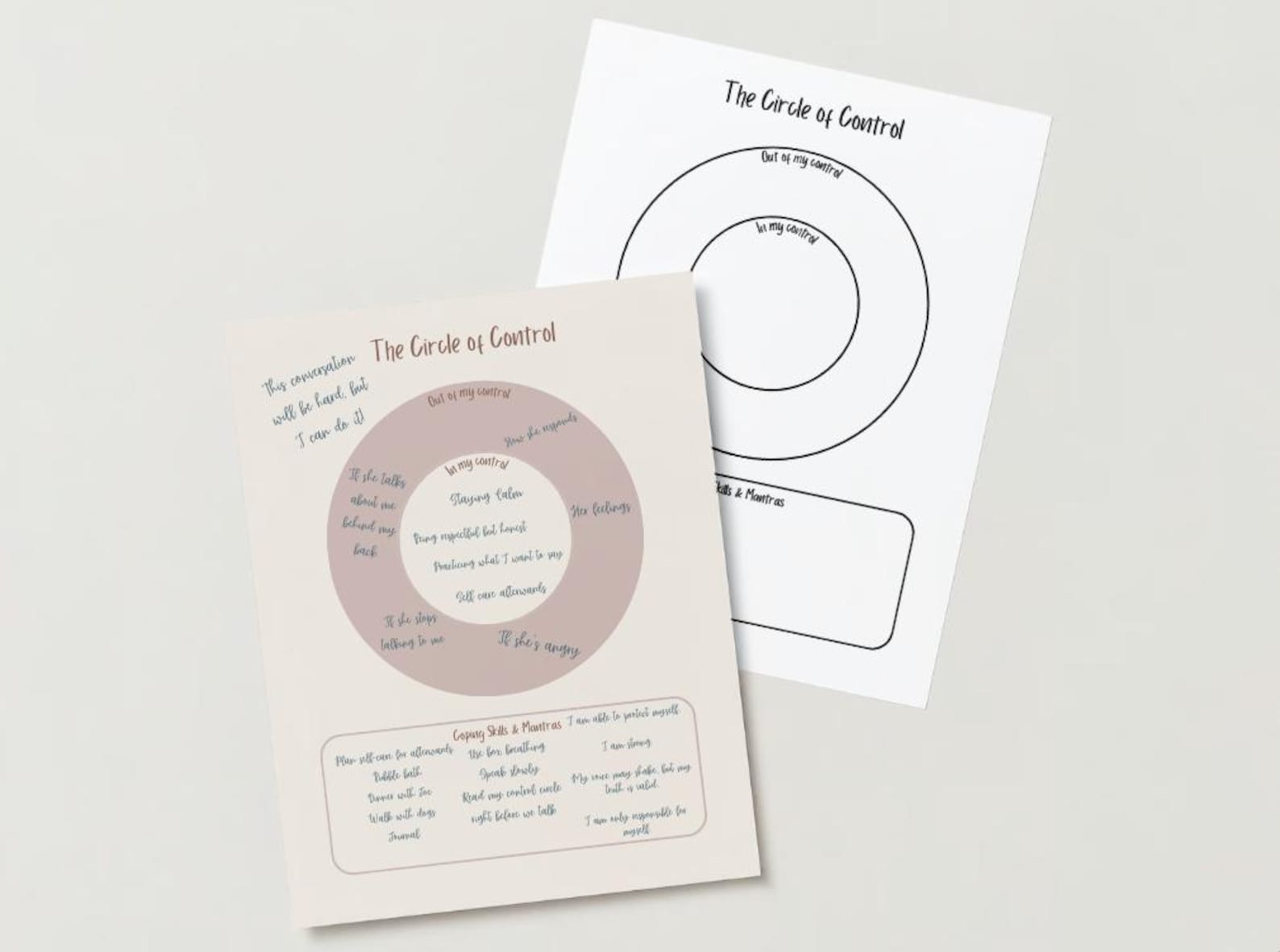 Circle of Control Worksheet, Anxiety Worksheet, Self Regulation ...