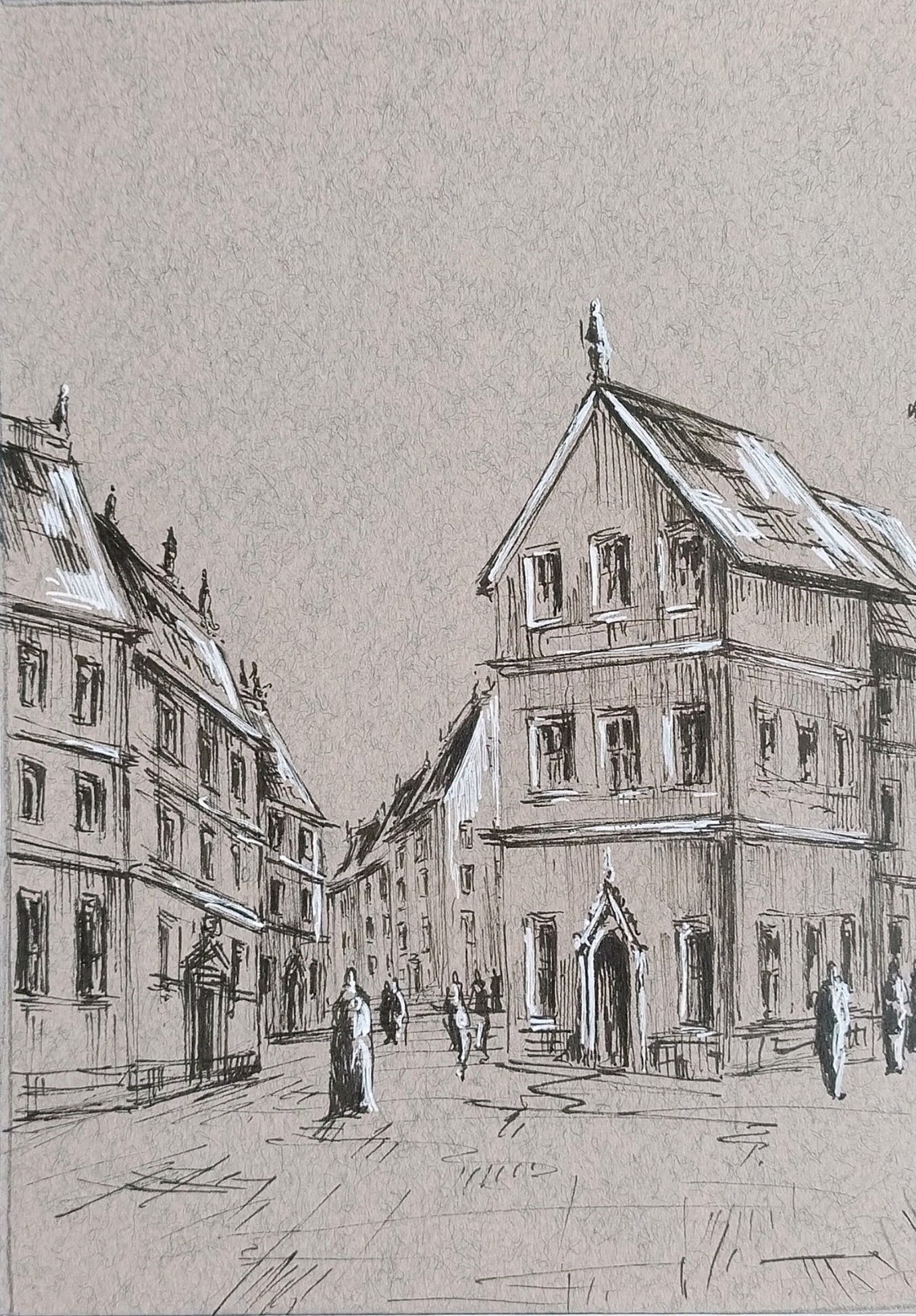 Old Town - INK Original Drawing - Etsy