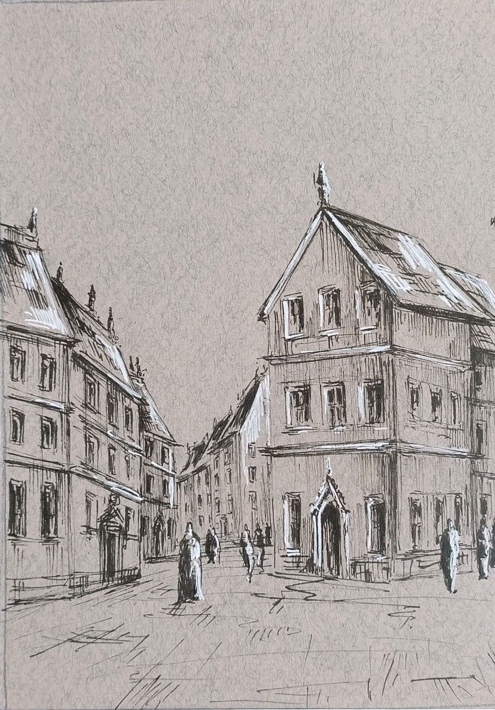 Old Town - INK Original Drawing - Etsy