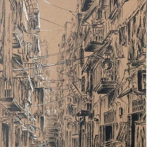 Italian Street - INK Original Drawing - Etsy