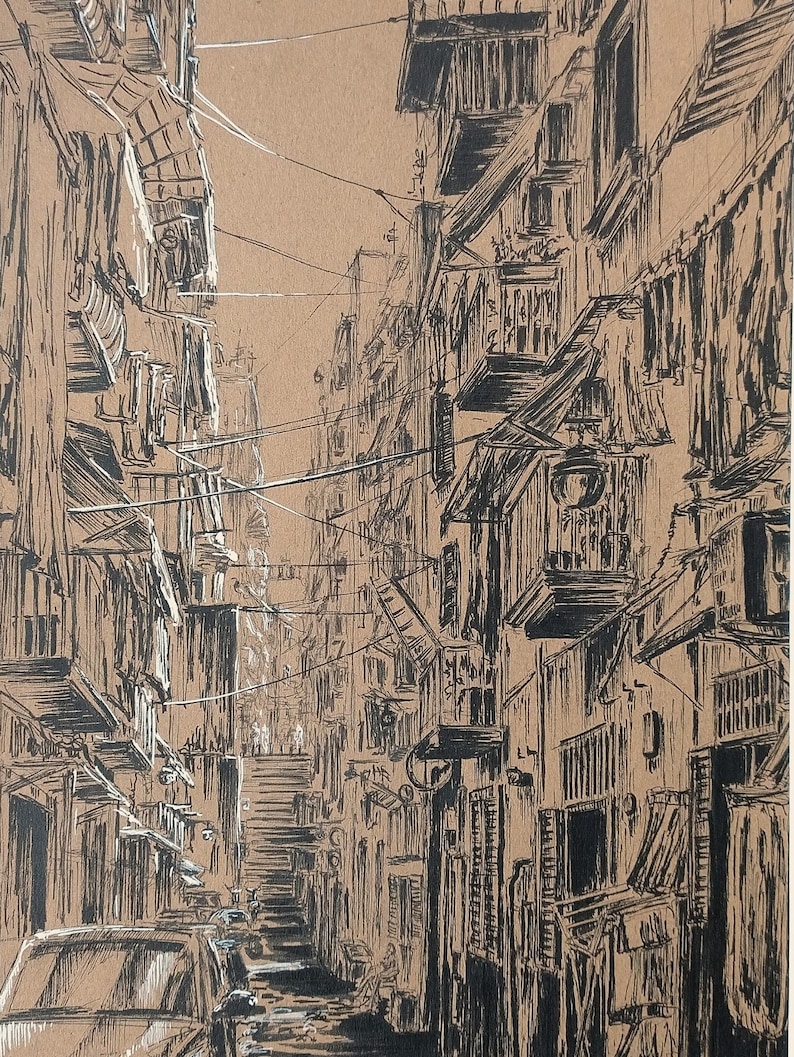 Italian Street - INK Original Drawing - Etsy