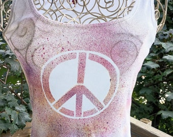 Gorgeous Tie Dye Sequin Peace Sign Tank Top Sexy Cami Sparkly Hippie ...