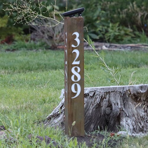 43 Tall Custom Steel Address Sign Solar Powered LED - Etsy