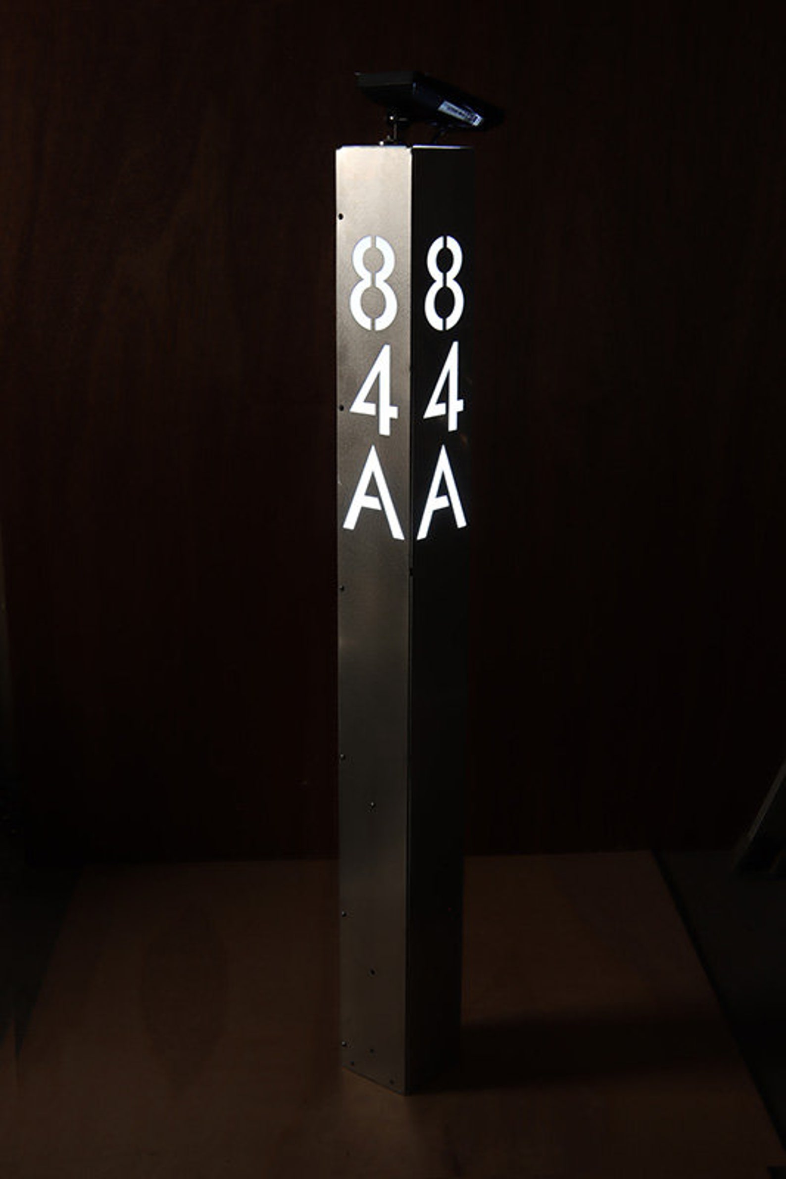 43" Tall Custom Stainless Steel Address Sign, Solar Powered LED Lighted ...