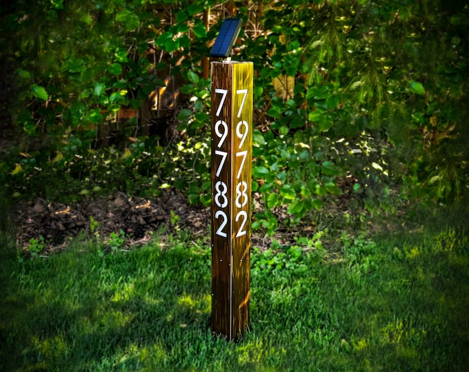 43 Tall Custom Steel Address Sign, Solar Powered LED Lighted. - Etsy