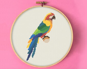 Parrot cross stitch | Etsy