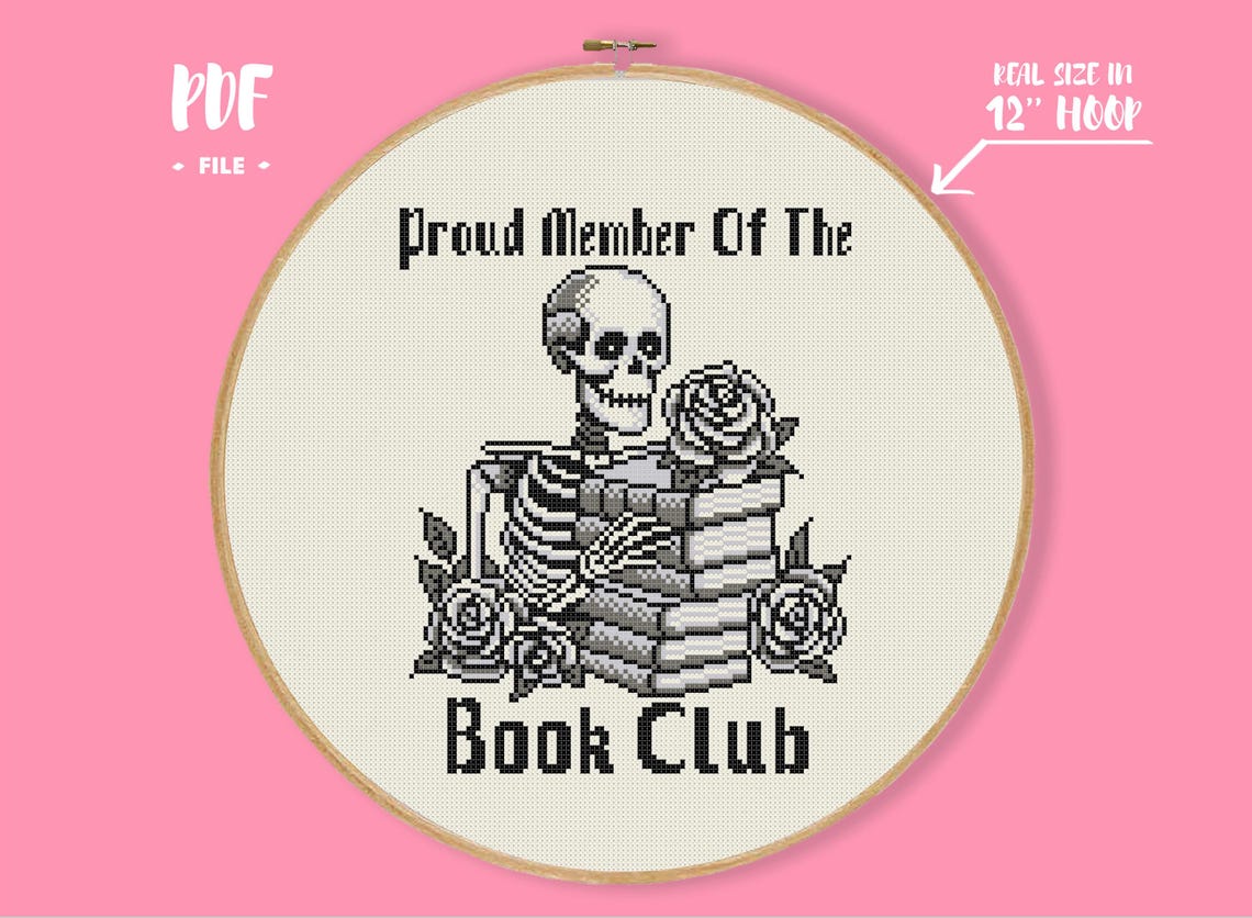 Book Club Cross Stitch Pattern, Book Worm Embroidery, Avid Reader ...