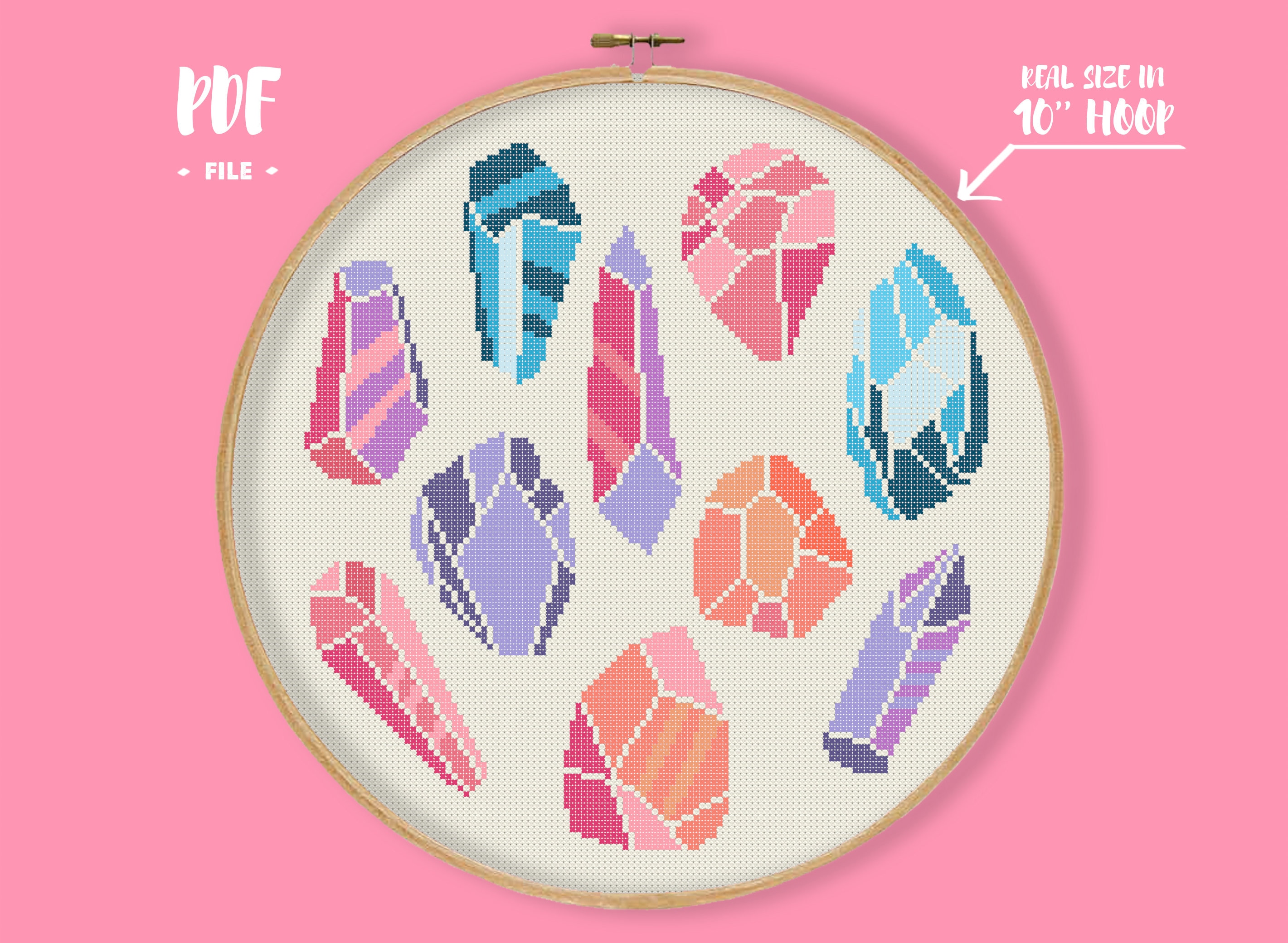 Crystals 2 Cross Stitch Pattern Jewellery Embroidery | Etsy