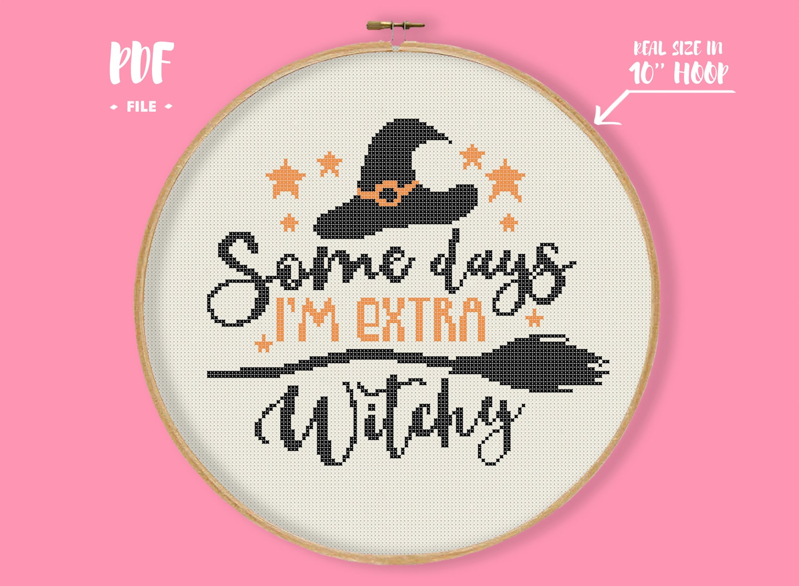 Extra Witchy Cross Stitch Pattern Halloween Embroidery Witch - Etsy