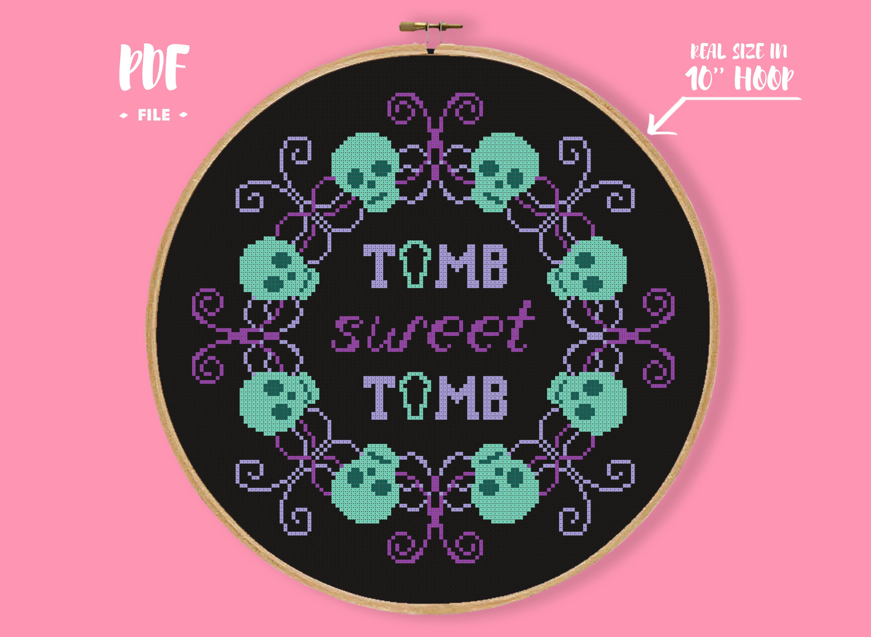 Tomb Sweet Tomb Cross Stitch Pattern, Gothic Embroidery, Home Sweet ...