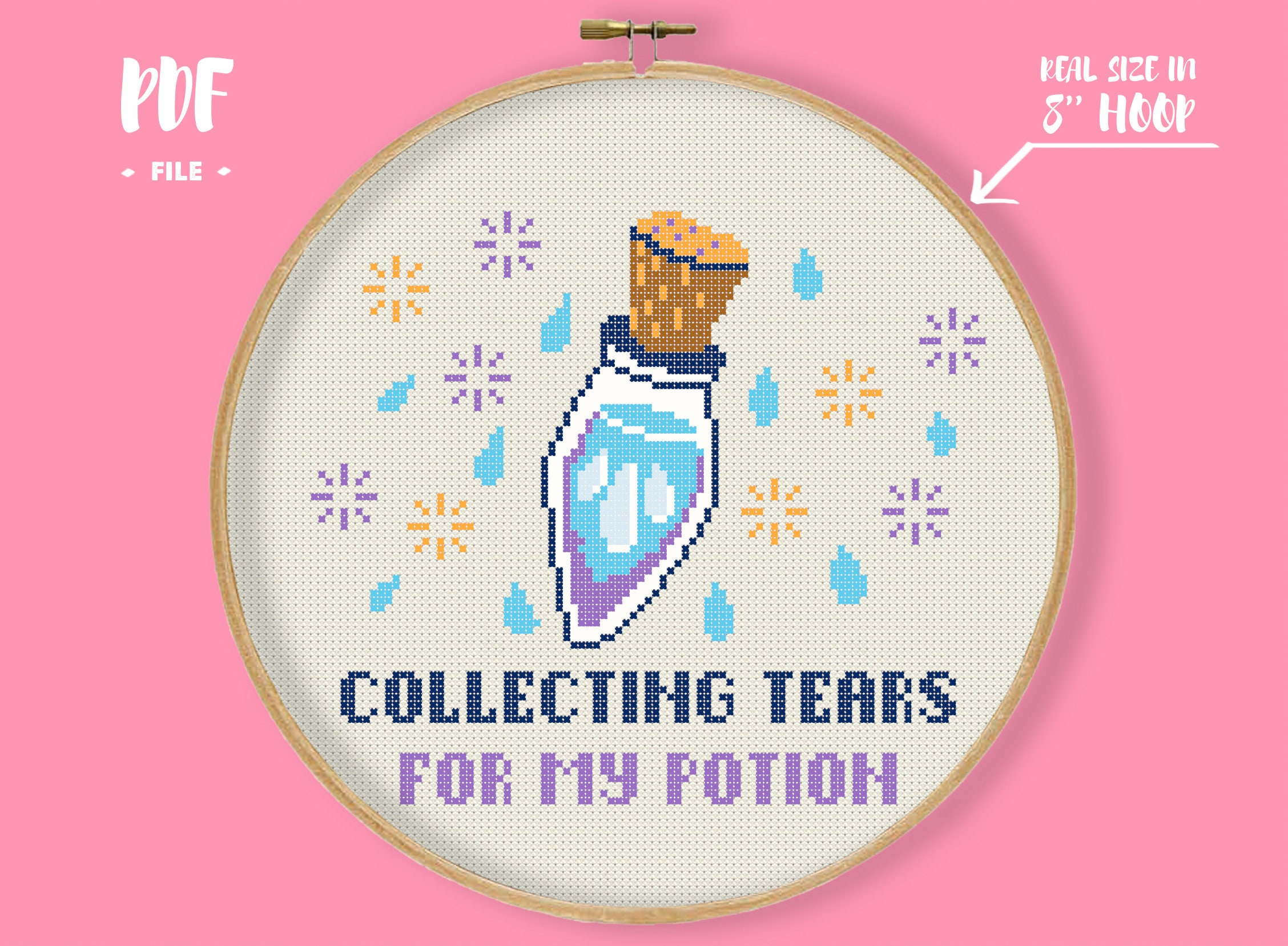 Collecting Tears for My Potion Cross Stitch Pattern Witchy - Etsy