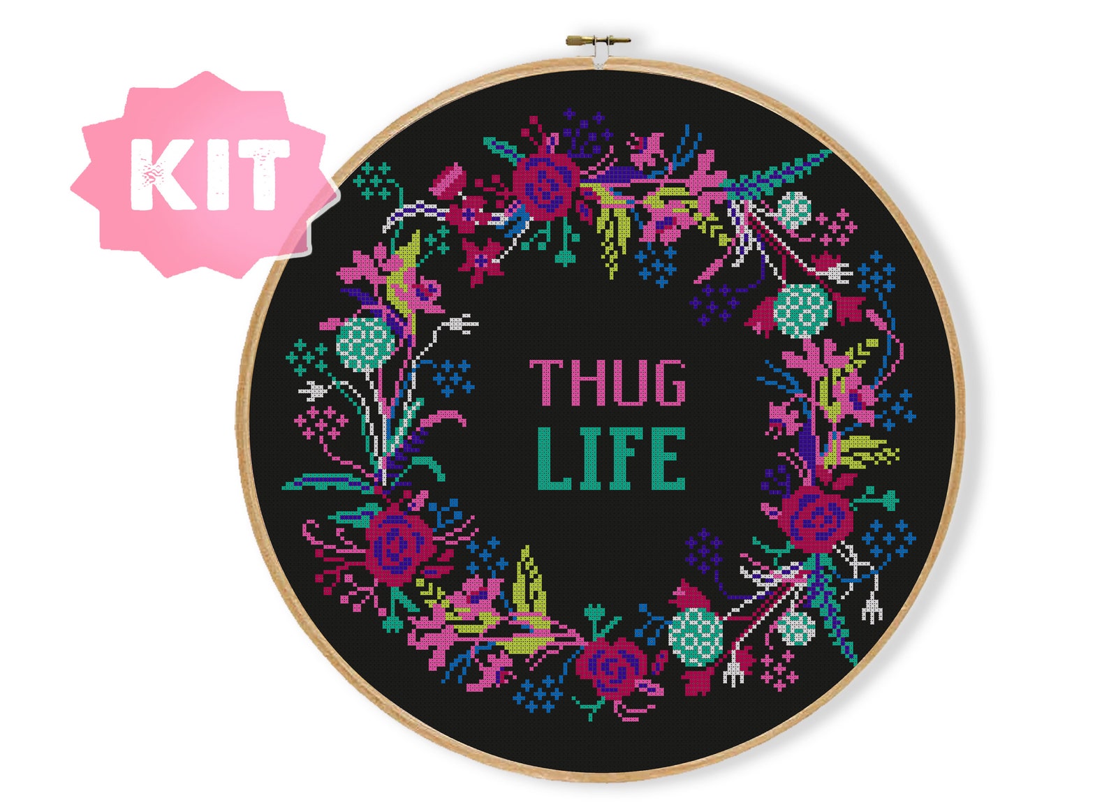 Thug Life Cross Stitch Kit Funny Quote Gangsta Needlepoint - Etsy