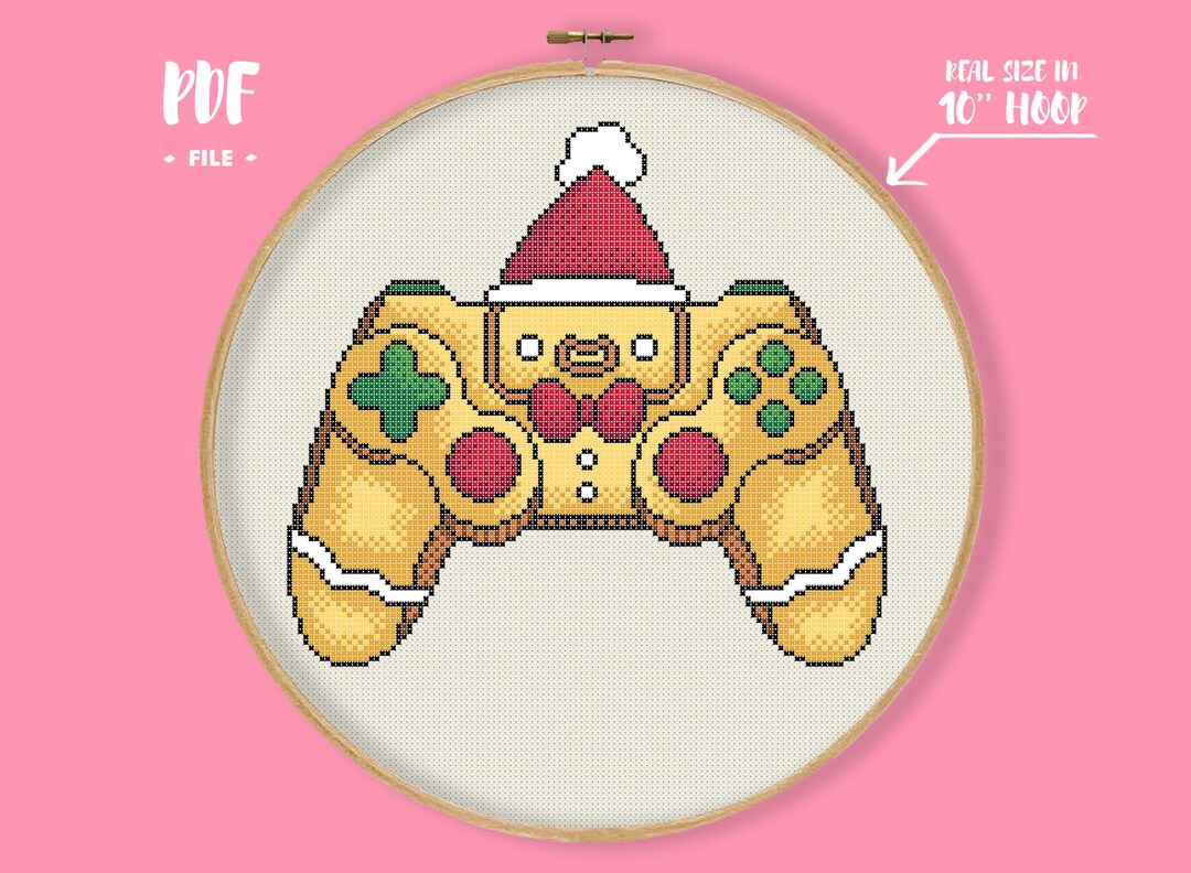 Gingerbread Gaming Cross Stitch Pattern, Game Controller Christmas Gift ...
