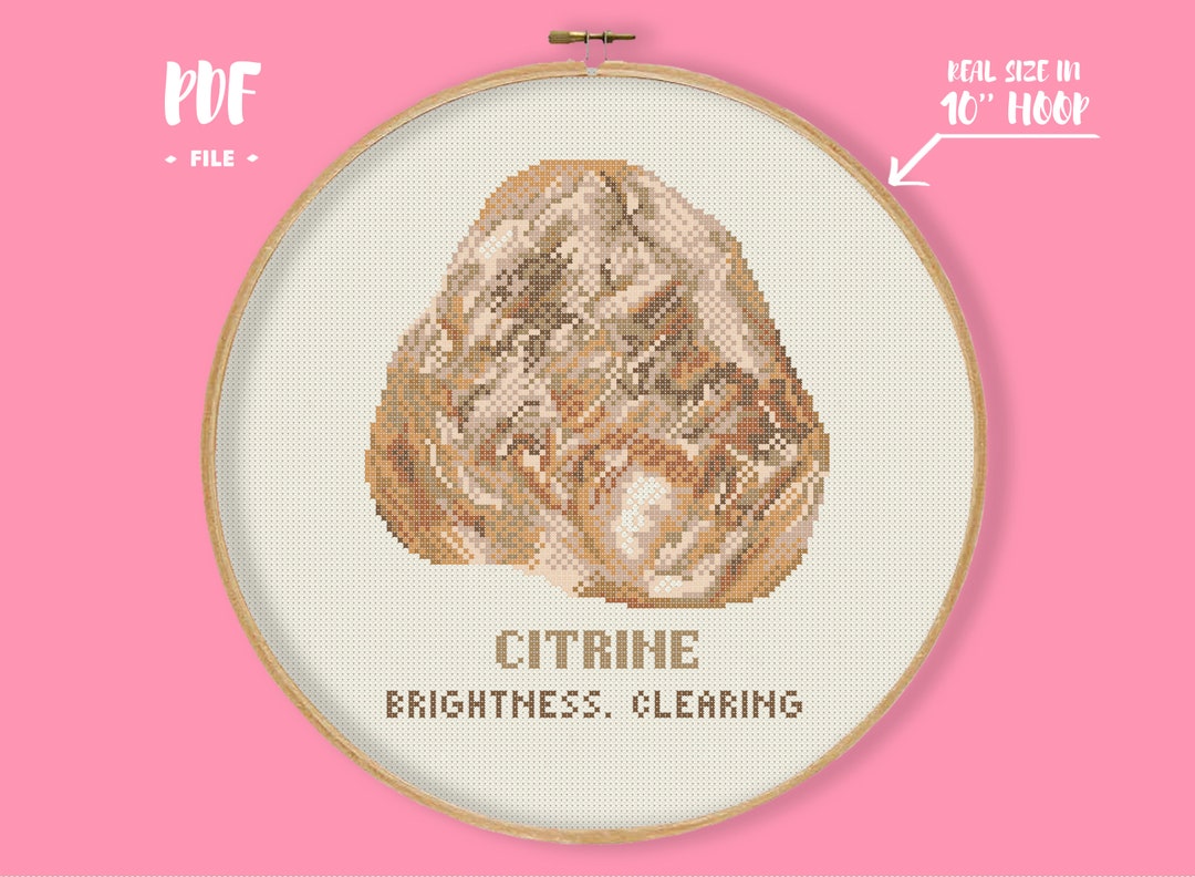 Citrine Cross Stitch Pattern, Brightness and Clearing Talisman ...