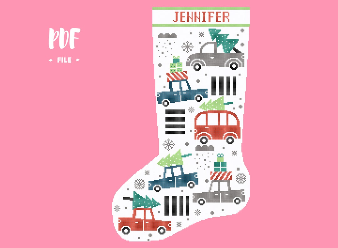 Christmas Stocking 7 Cross Stitch Pattern, Car Christmas Tree ...