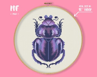 Beetle 3 Cross Stitch Pattern, Insect Embroidery, Bug Needlework ...