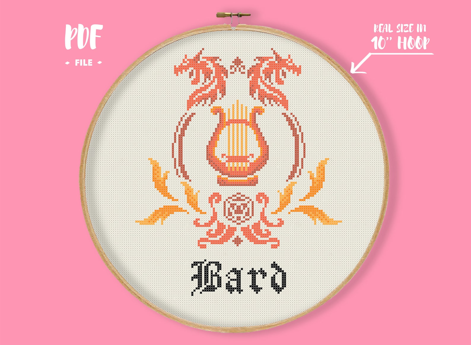 RPG Bard Cross Stitch Pattern Role Play Tabletop Embroidery - Etsy