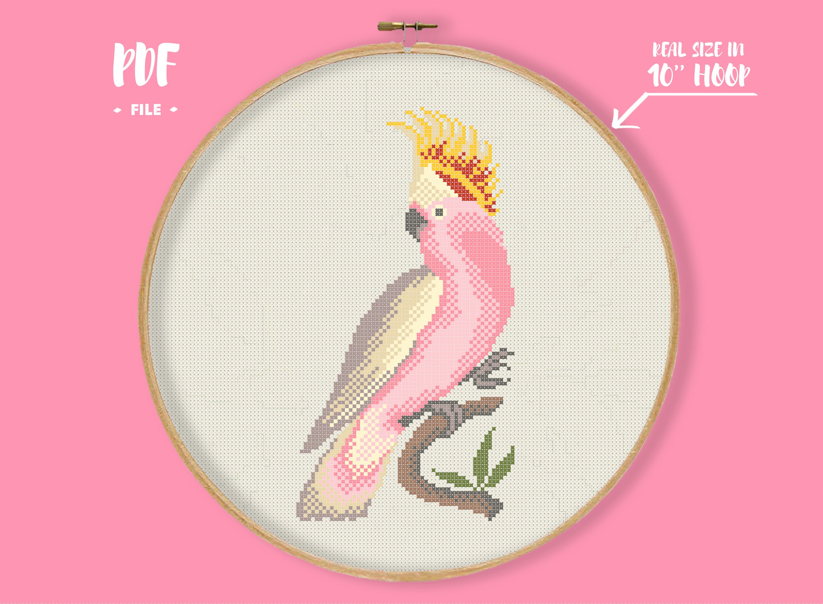 Pink Cockatoo Cross Stitch Pattern Realistic Bird Embroidery - Etsy