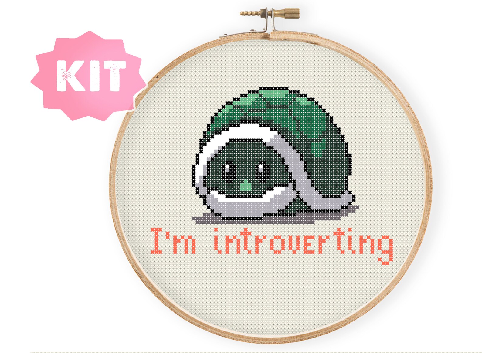 Introverting Turtle Cross Stitch Kit, Animal Embroidery, Funny Quote ...