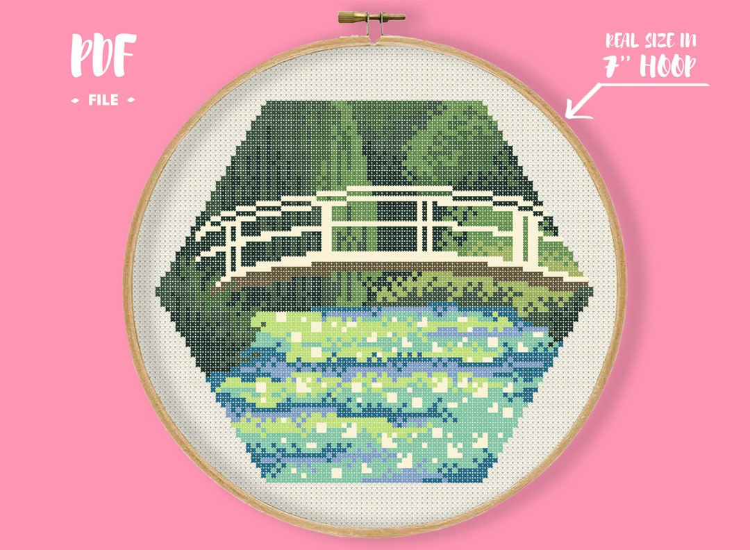 Hex-art Monet Lilies Pond Cross Stitch Pattern, Mini Masterpiece ...