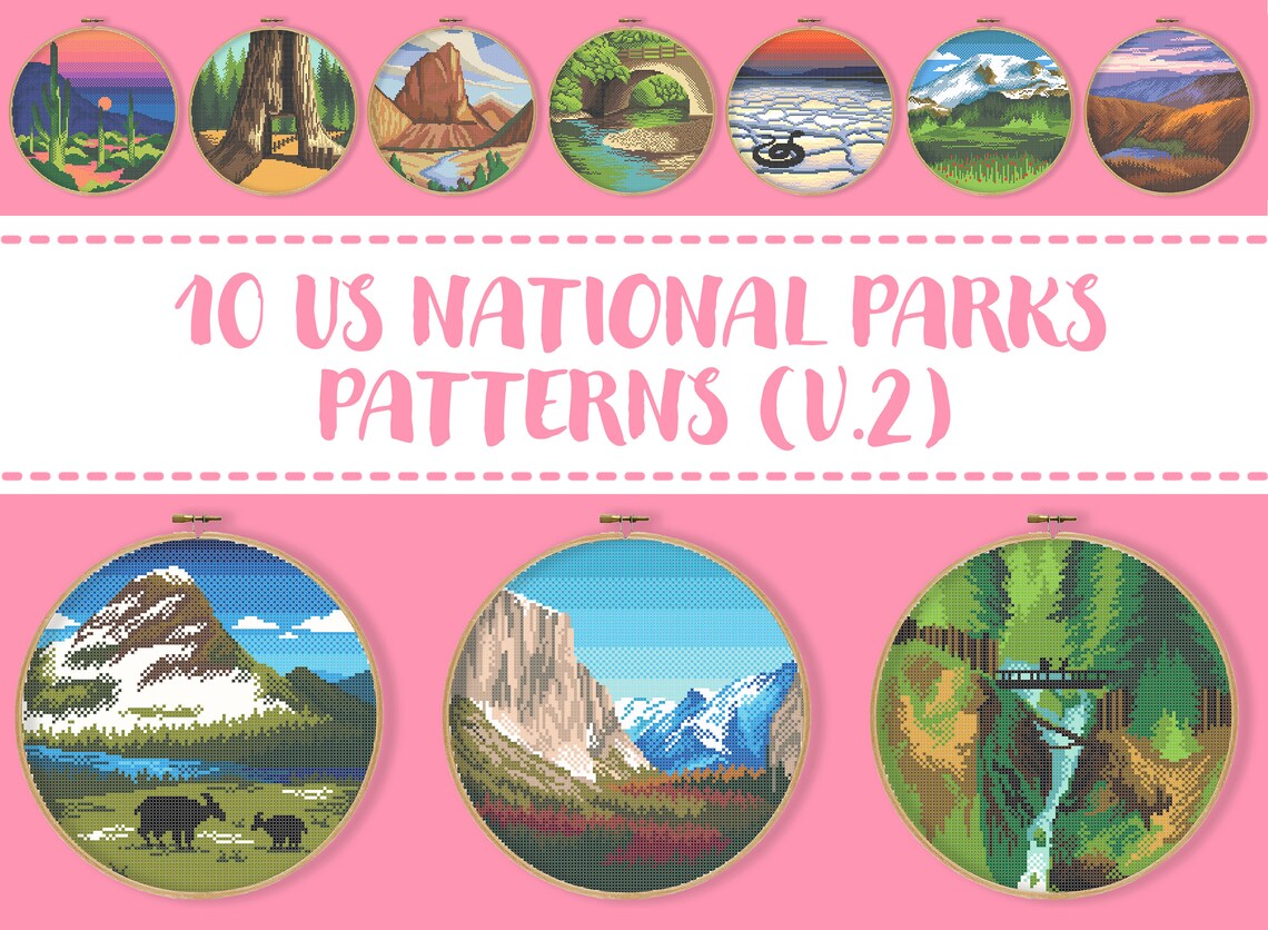 10 US National Parks V.2 Cross Stitch Patterns Saguaro - Etsy