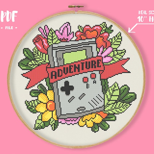 Game Adventure Cross Stitch Pattern Floral Geeky Gamer - Etsy