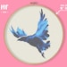 Blue Raven Cross Stitch Pattern, Abstract Crow Embroidery, Bird ...